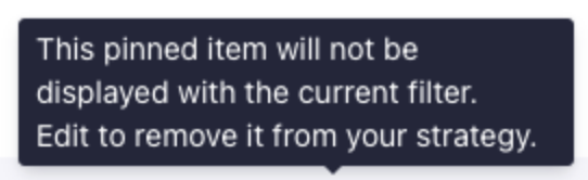 Why am I getting "this pinned item will not be displayed with the ...