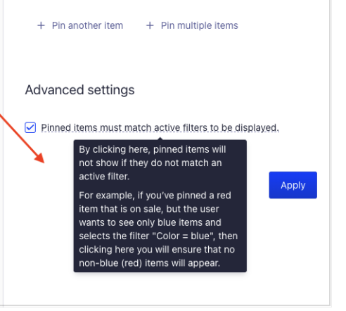 Why am I getting "this pinned item will not be displayed with the ...