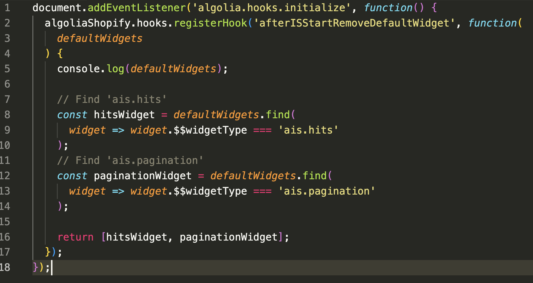 InfiniteHits widget - Shopify App Blocks – Algolia