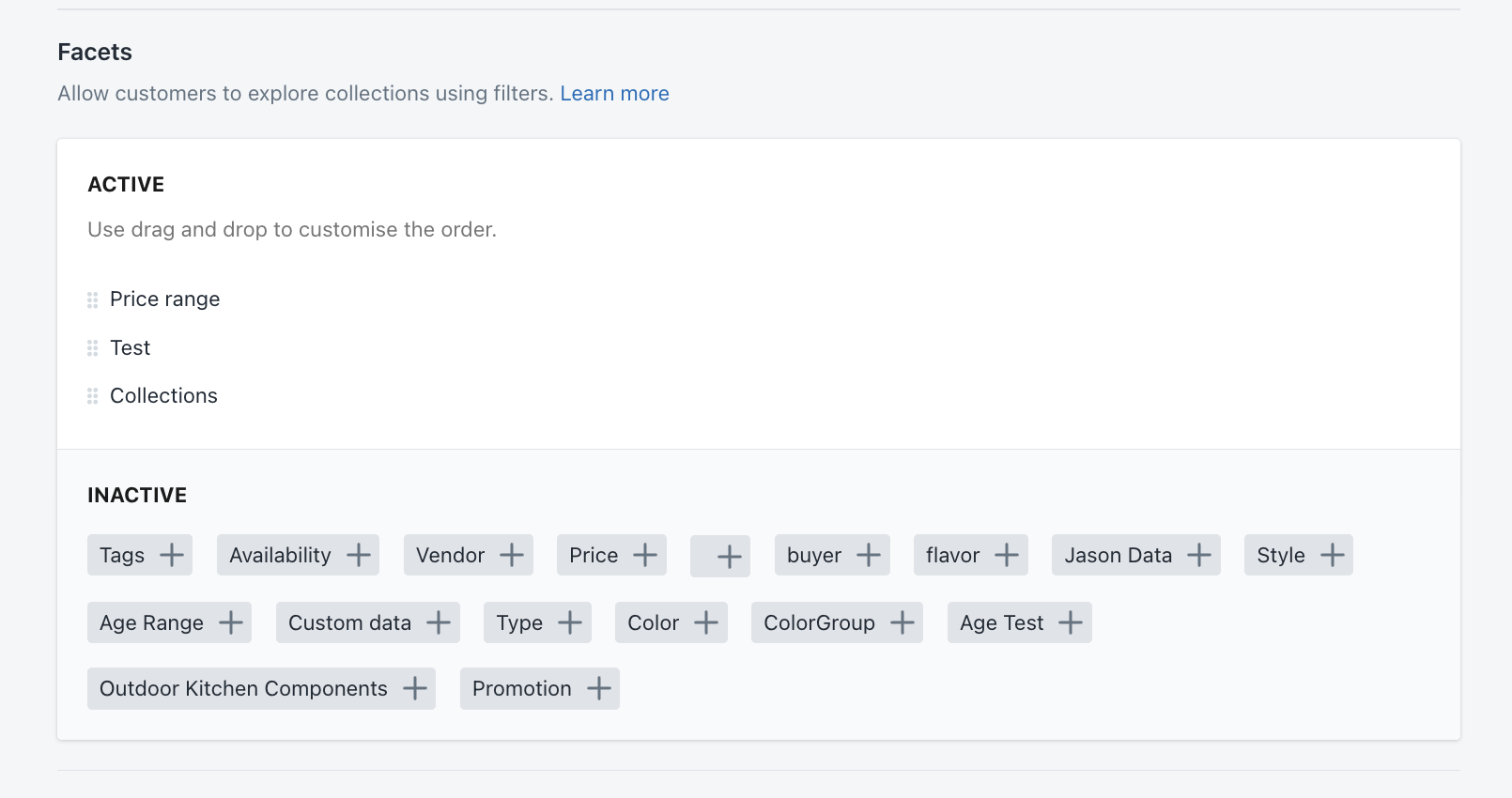 [Shopify]The InstantSearch and Collection pages facet configurations ...